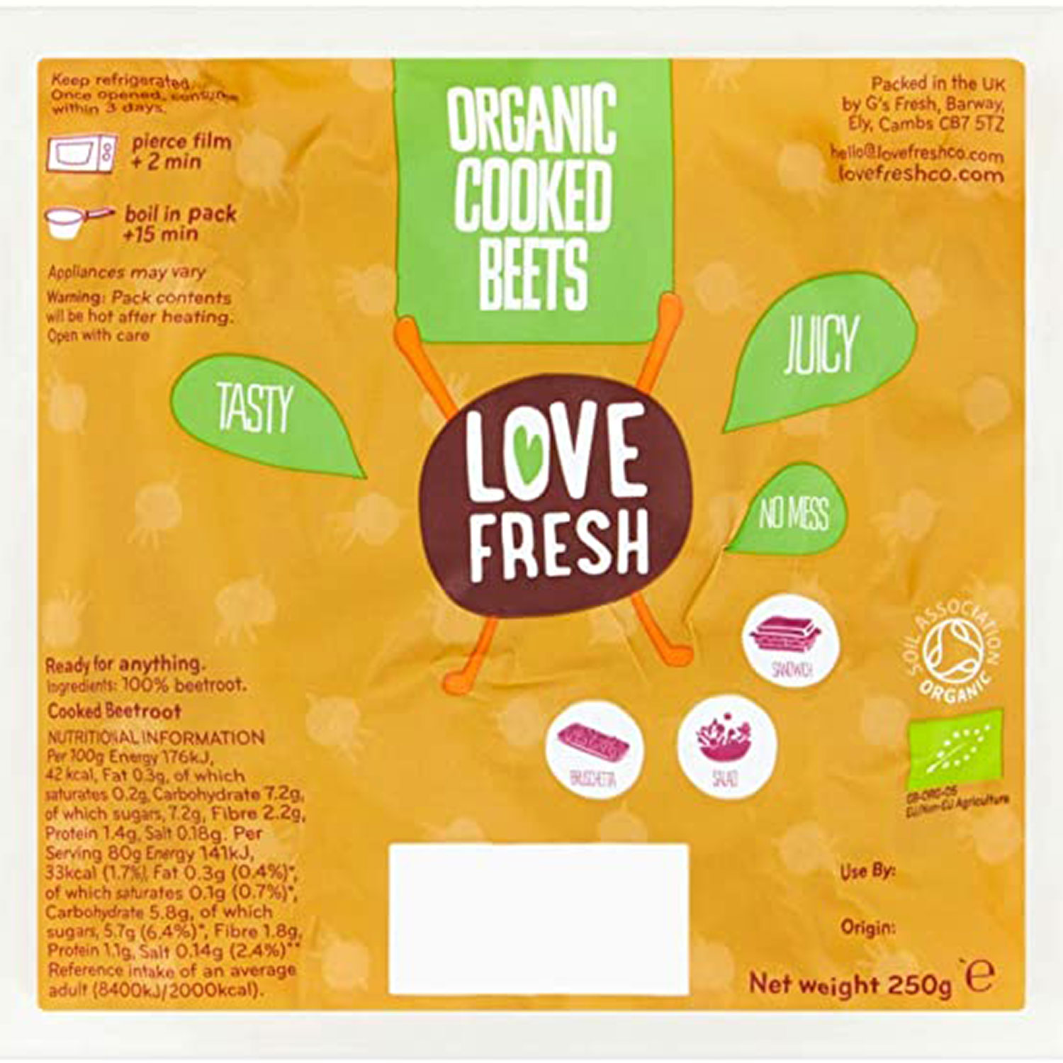 Organic Cooked Beetroot (250g) - Organic to your Door
