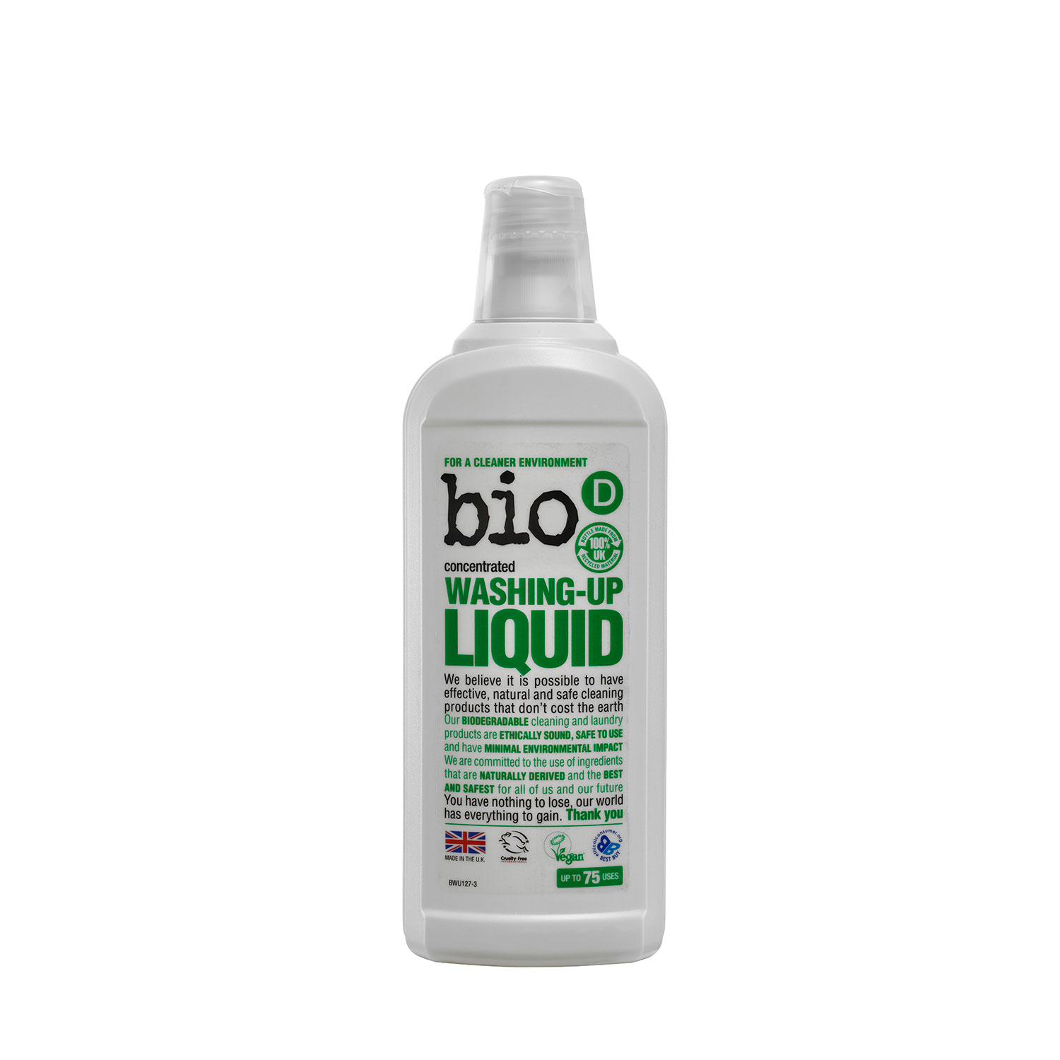 BioD Washing Up Liquid - Fragrance Free (750ml) - Organic to your Door