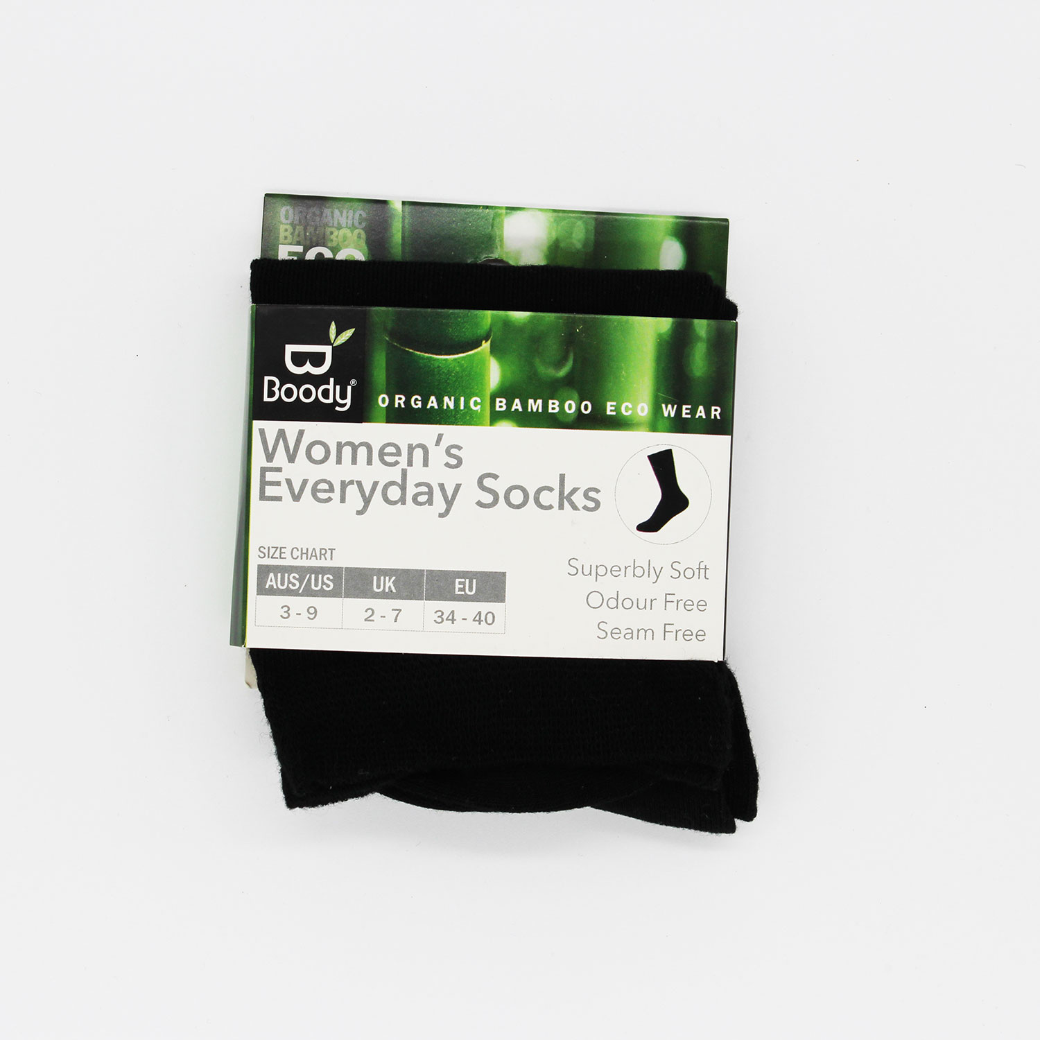 Boody Bamboo Clothing - Women's Everyday Socks - Black (3-9) - Organic ...